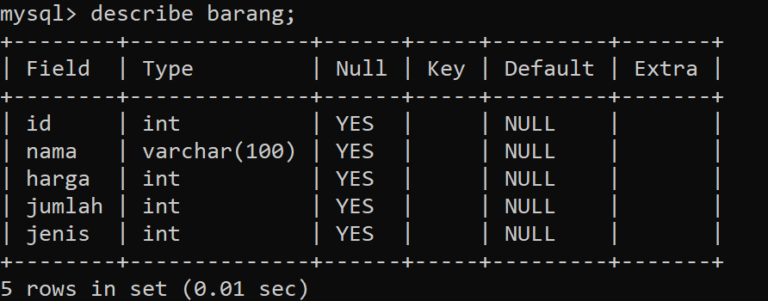 Tutorial Tahap 1 : Cara Membuat dan MenampilakanTable di MySQL